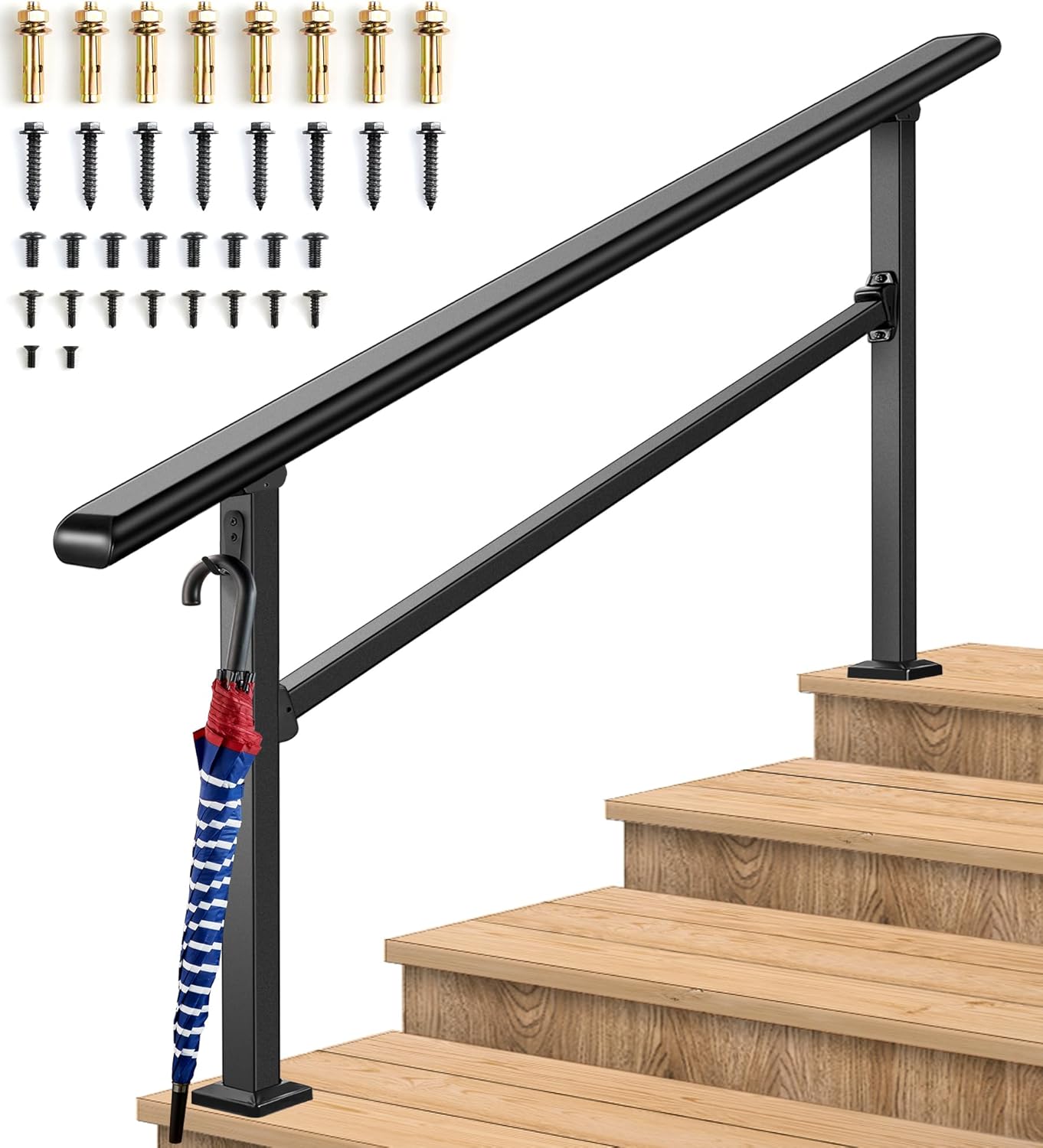 Updated Handrails for Outdoor Steps,Versatile 4-Step Stair Handrail ...