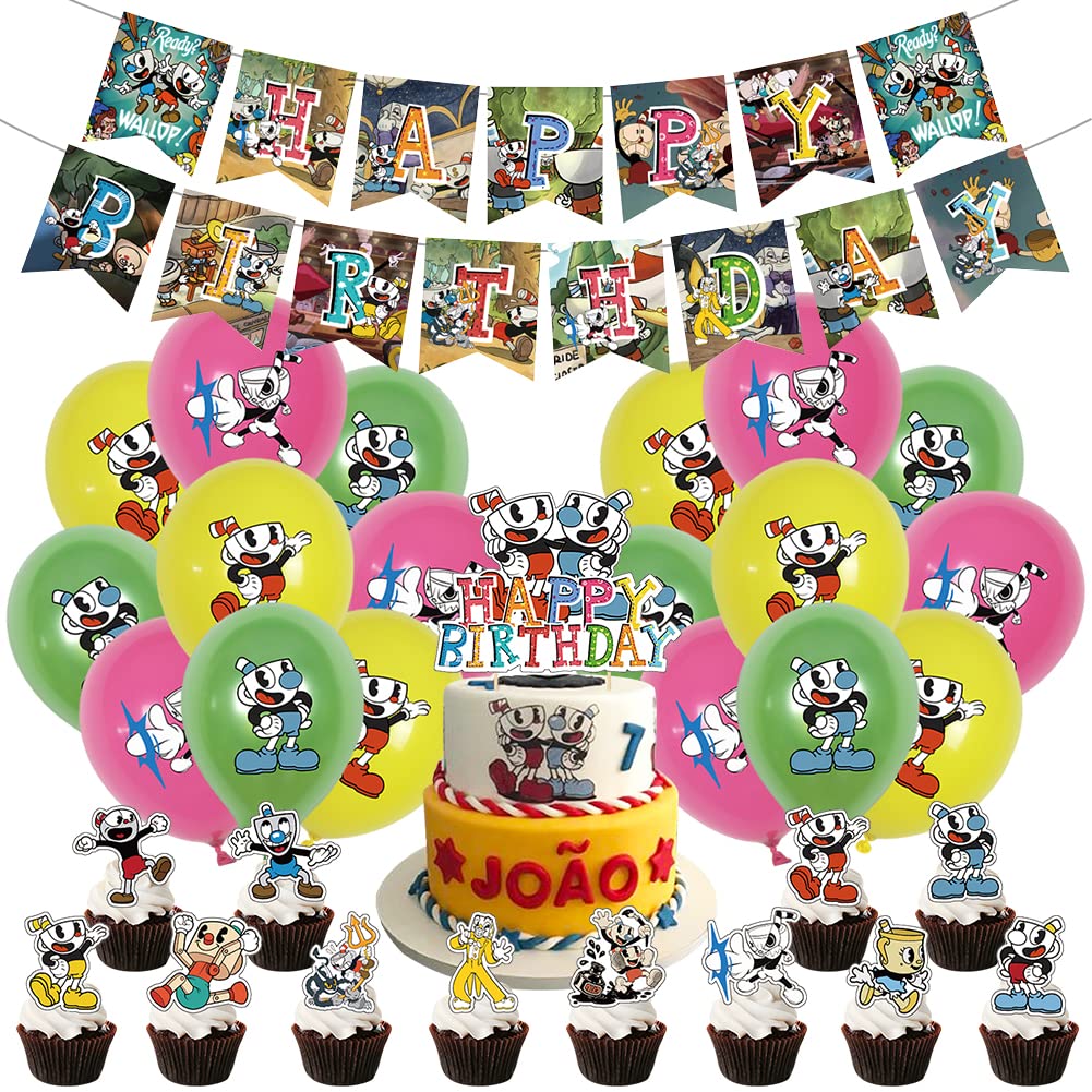 Buy Cuphead Party Decorations Set, Ksopsdey 32 Pcs Cuphead Theme ...