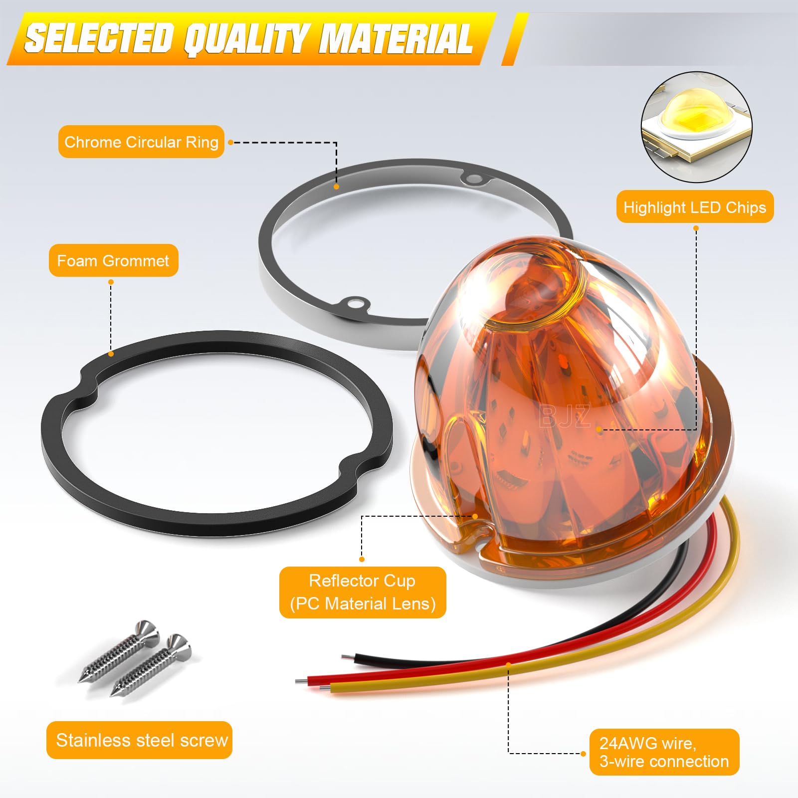 Snapklik.com : 6Pcs Amber Watermelon LED Strobe+Constant Marker Lights ...