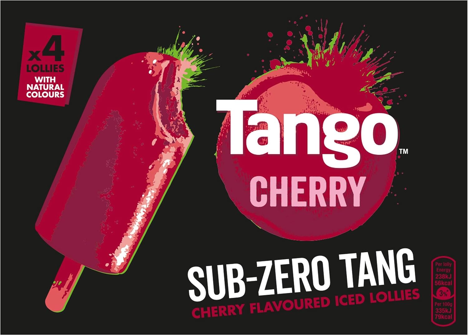 Tango Sub-Zero Tang Cherry Flavoured Iced Lollies 4 x 70ml (280ml ...