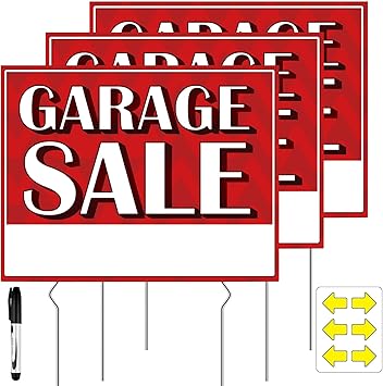 Amazon.com : Garage Sale Signs, Double Sided 17" x 13",Garage Sale ...