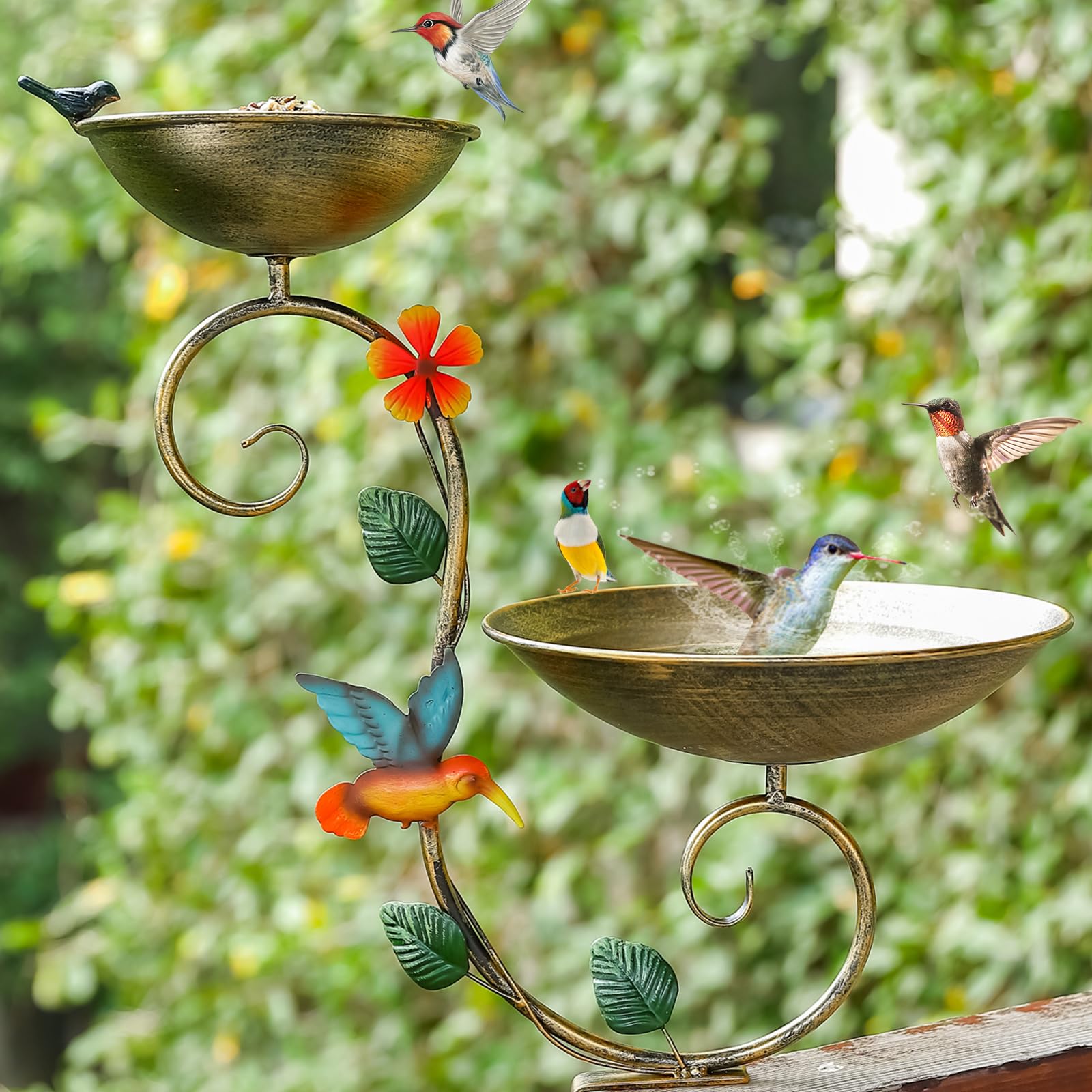 Amazon.com: Aifeorzo Deck Bird Bath and Feeder, Metal Decorative Bird ...