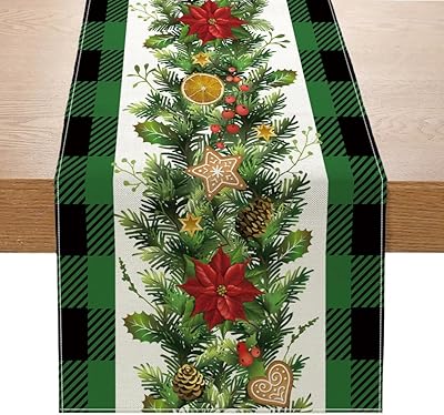 Amazon.com: ZCHOMI Christmas Table Runner 13x72 Inch Red Black Plaid ...