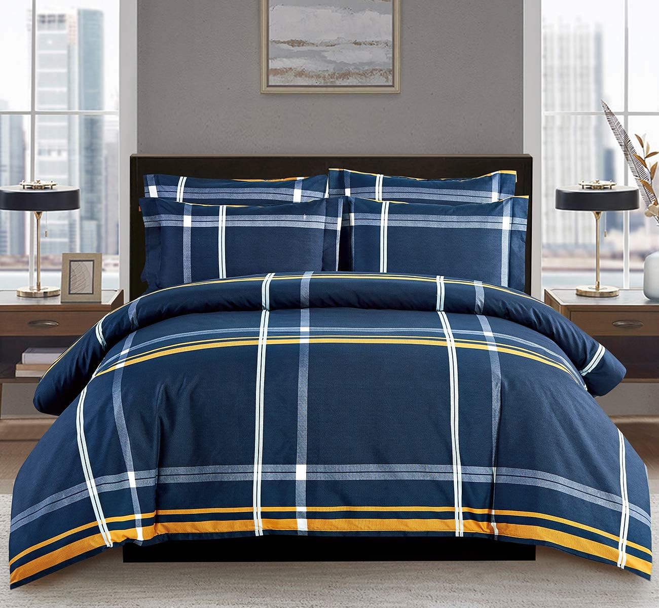 Amazon.com: DelbouTree Duvet Cover Set Checkered Pattern Duvet Cover ...