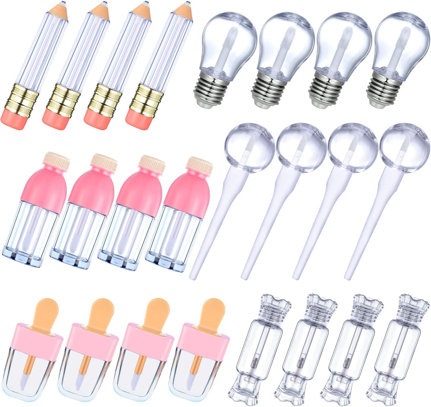 Amazon.com : 24 Pieces Novelty Empty Lip Gloss Tubes Bulk, Ice Cream ...