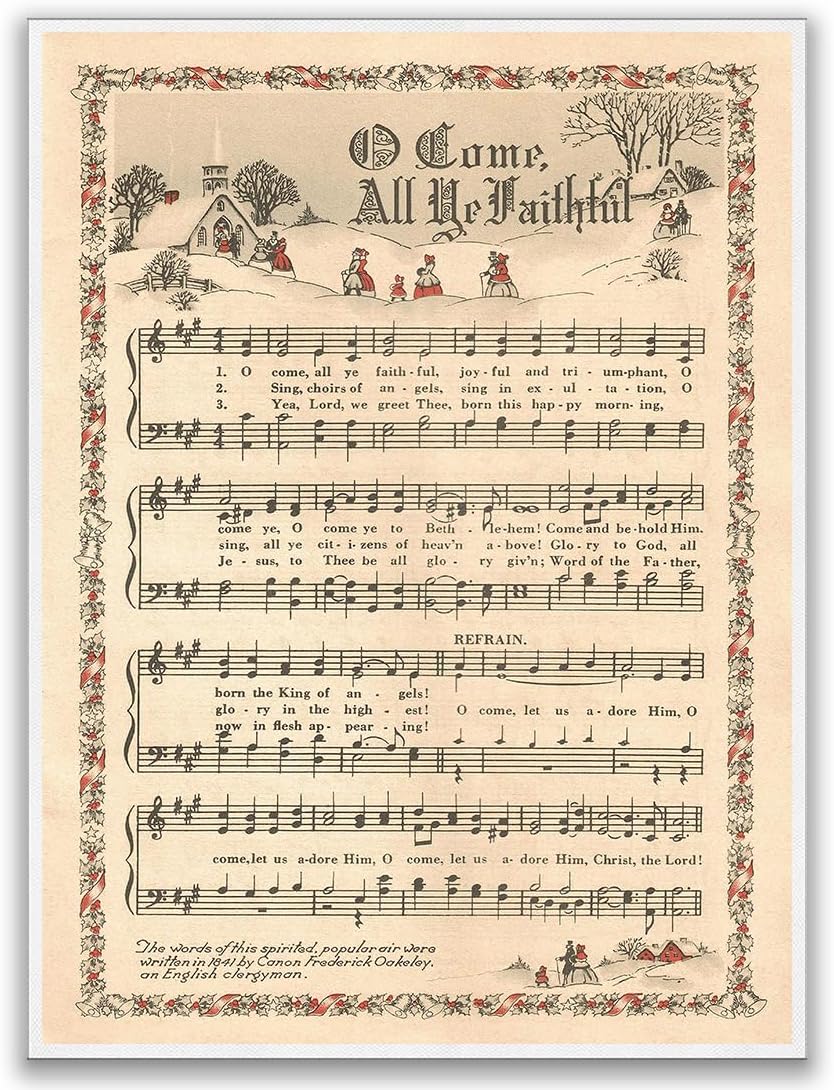 Amazon.com: Vintage Christmas Carol Poster - Classic Holiday Music ...