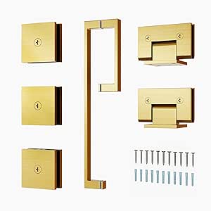 Bakiwhs Shower Door Hardware Kit for Frameless Swing Door, Hinge Door, 90 Degree Full Base Hinge ...
