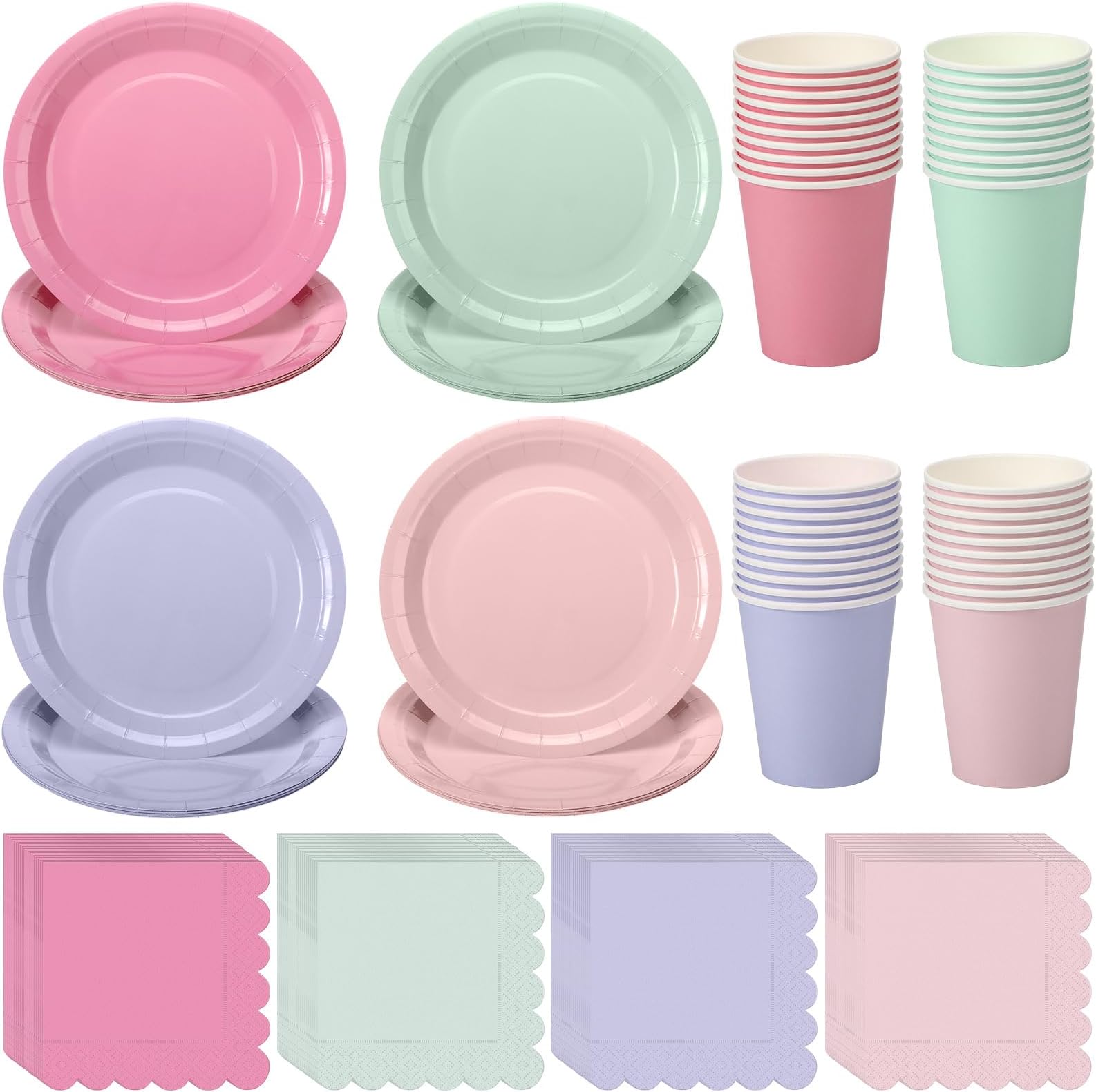 Amazon.com | Mifoci 364 Pcs Macaron Color Tableware Decorations Pastel ...