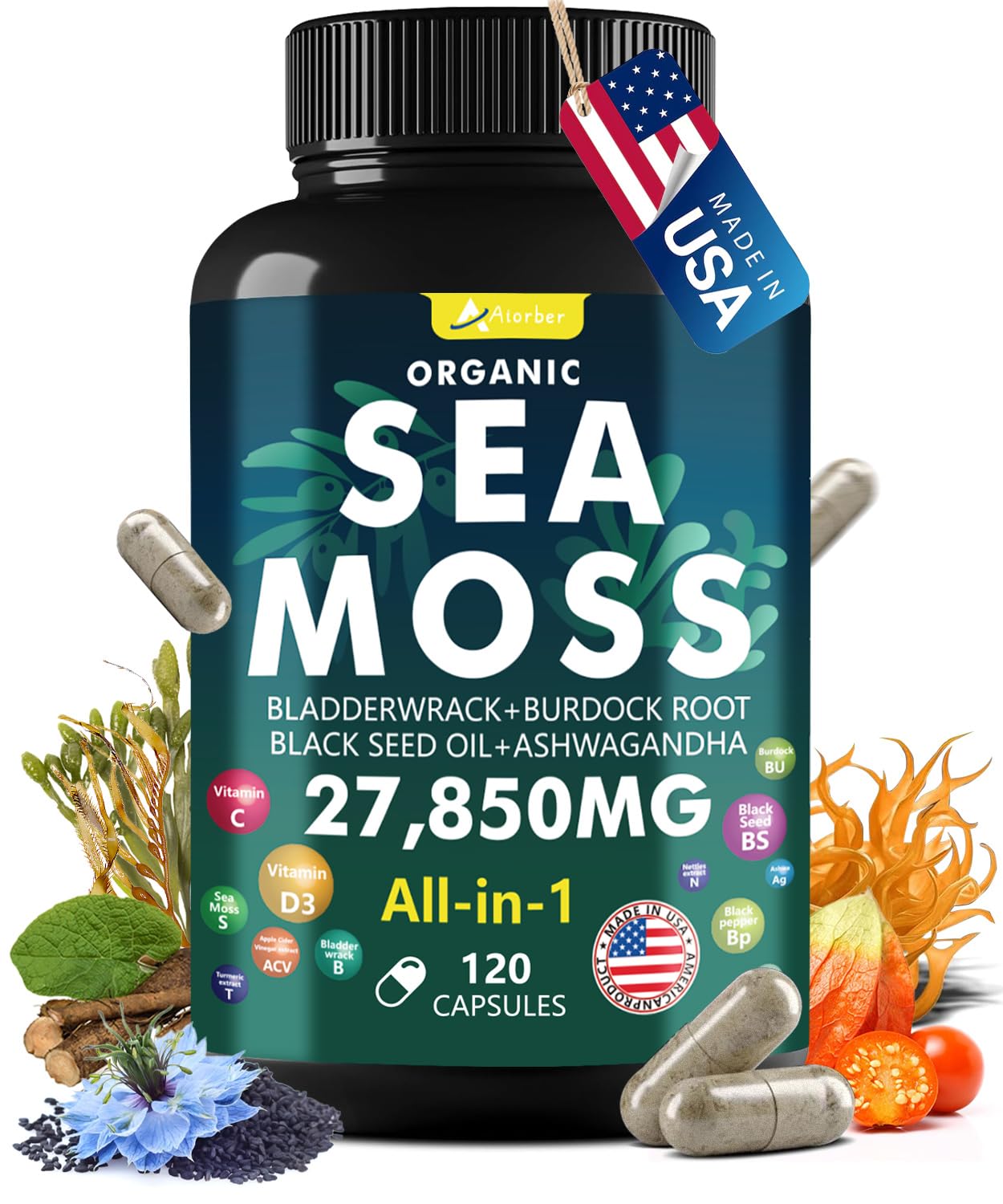 Amazon.com: Sea Moss Capsule Complex with Sea Moss, Black Seed Oil ...