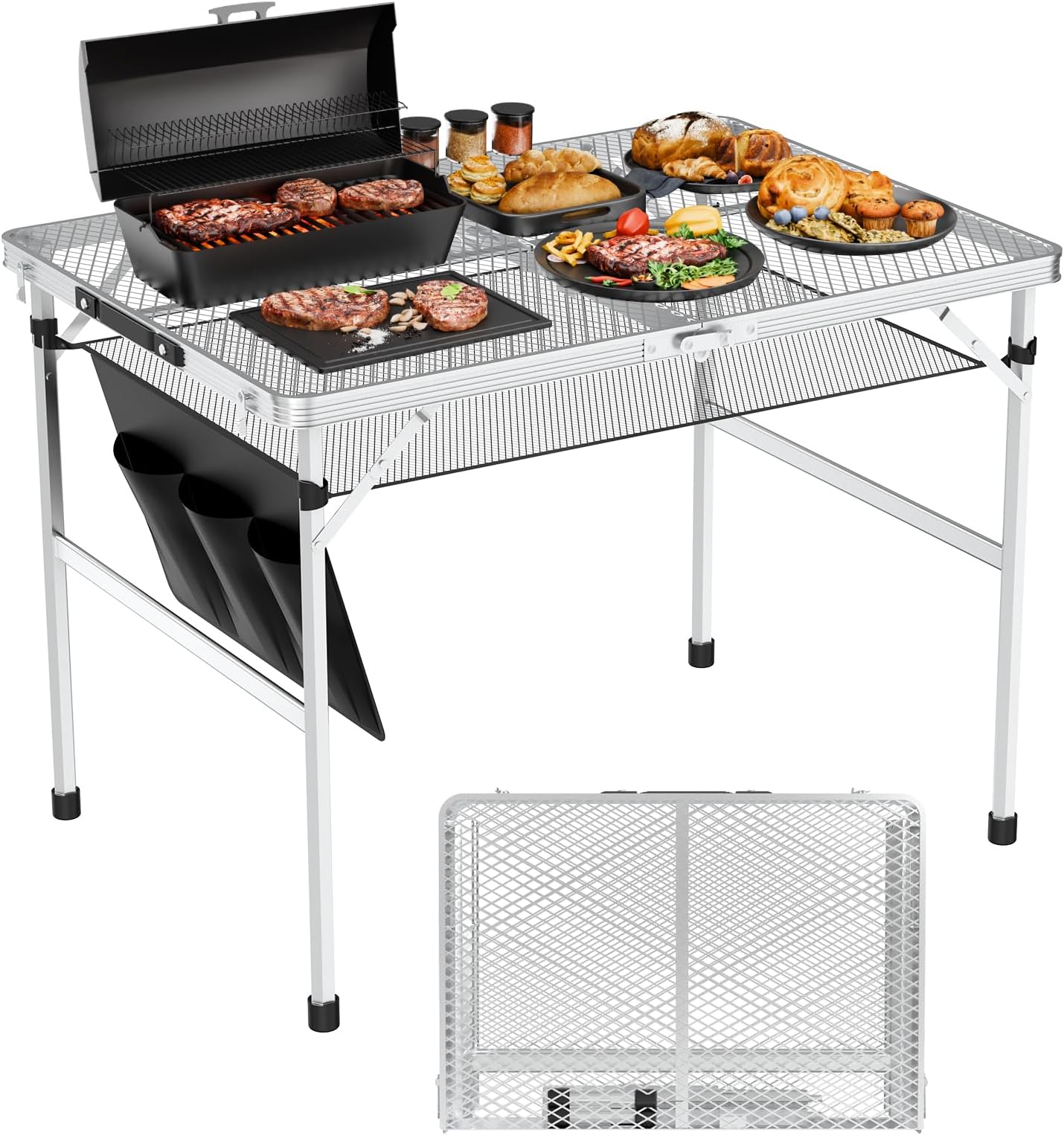 Amazon.com: WildFinder 3x2 FT Folding Grill Table, Portable Camping ...