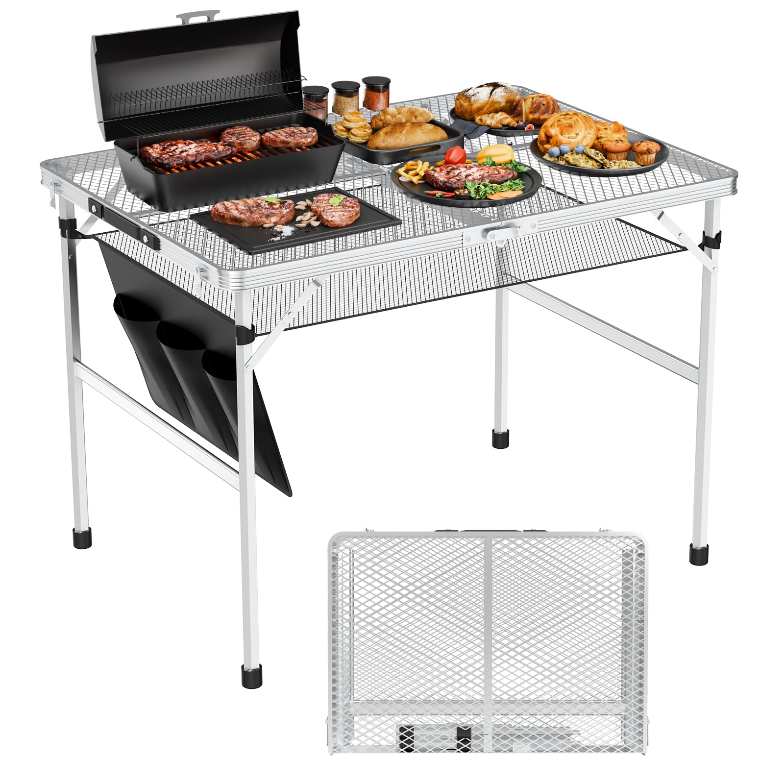 3x2 FT Folding Grill Table, Portable Camping Table for Outside ...