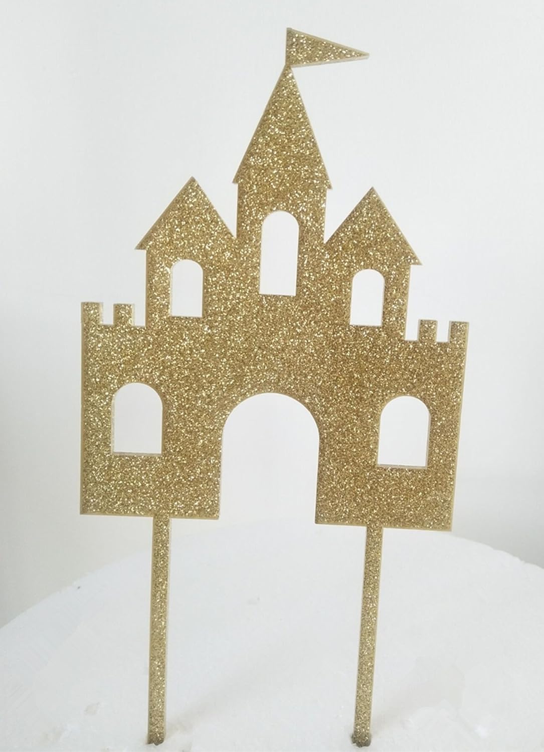 Amazon.com: Acrylic Gold Glitter Cake Topper,Princess Castle Cake ...