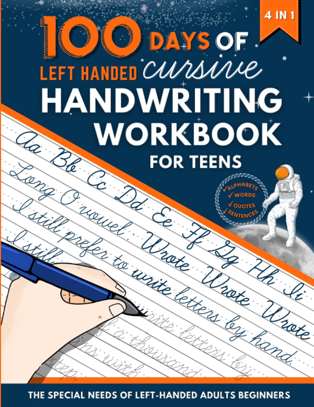 100 Days of Left Handed Cursive Handwriting Workbook For Teens ...