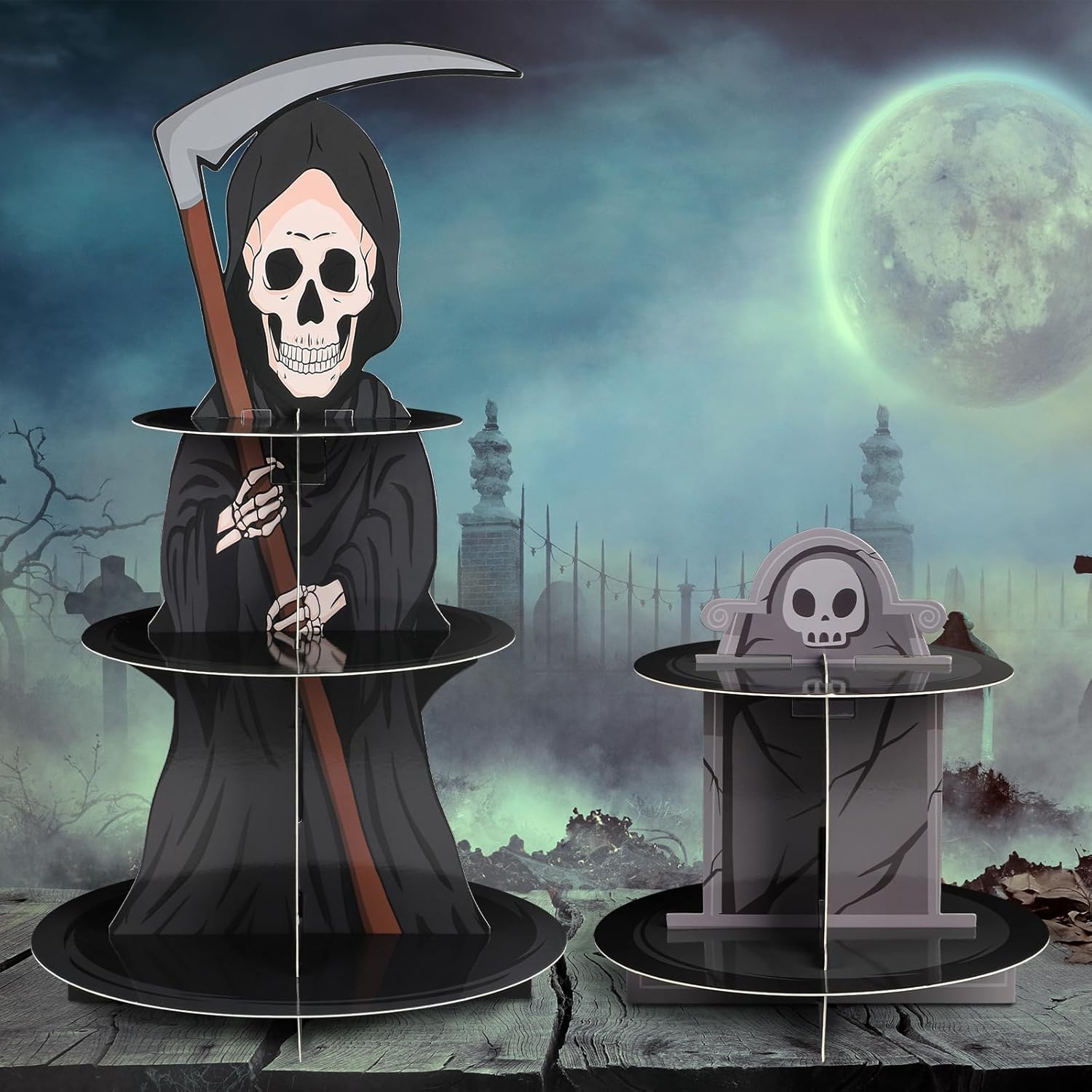 Amazon.com | Halloween Cupcake Stand for 24 Cupcakes, Death and ...