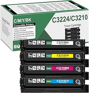 Amazon.com: C3210 C3224 Toner Cartridge 4 Color Replacement for Lexmark C3224 C3210 C3210C0 ...