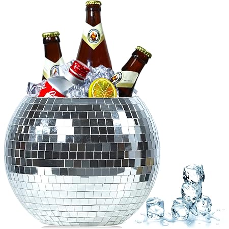 Amazon.com: ZHURUININ 10" Disco Ball Ice Bucket for Party Beer Buckets ...