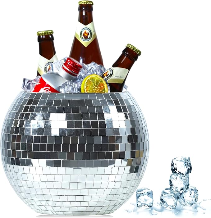 Amazon.com: ZHURUININ 10" Disco Ball Ice Bucket for Party Beer Buckets ...