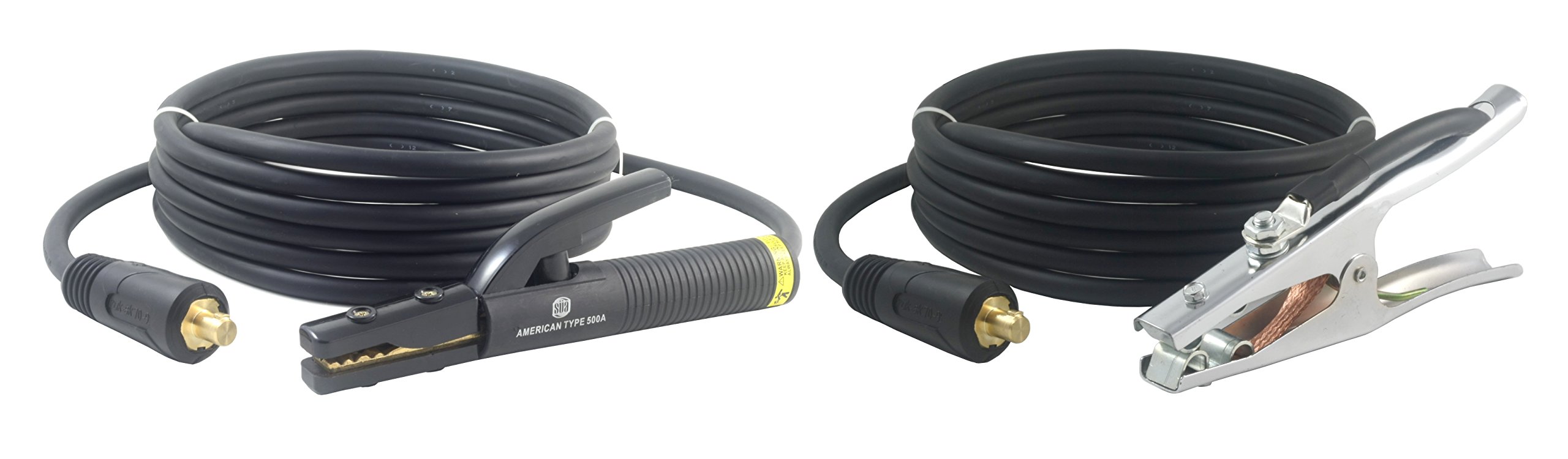 500 Amp Welding Leads Assembly Set - Dinse 70-95 Connector - 2/0 AWG ...