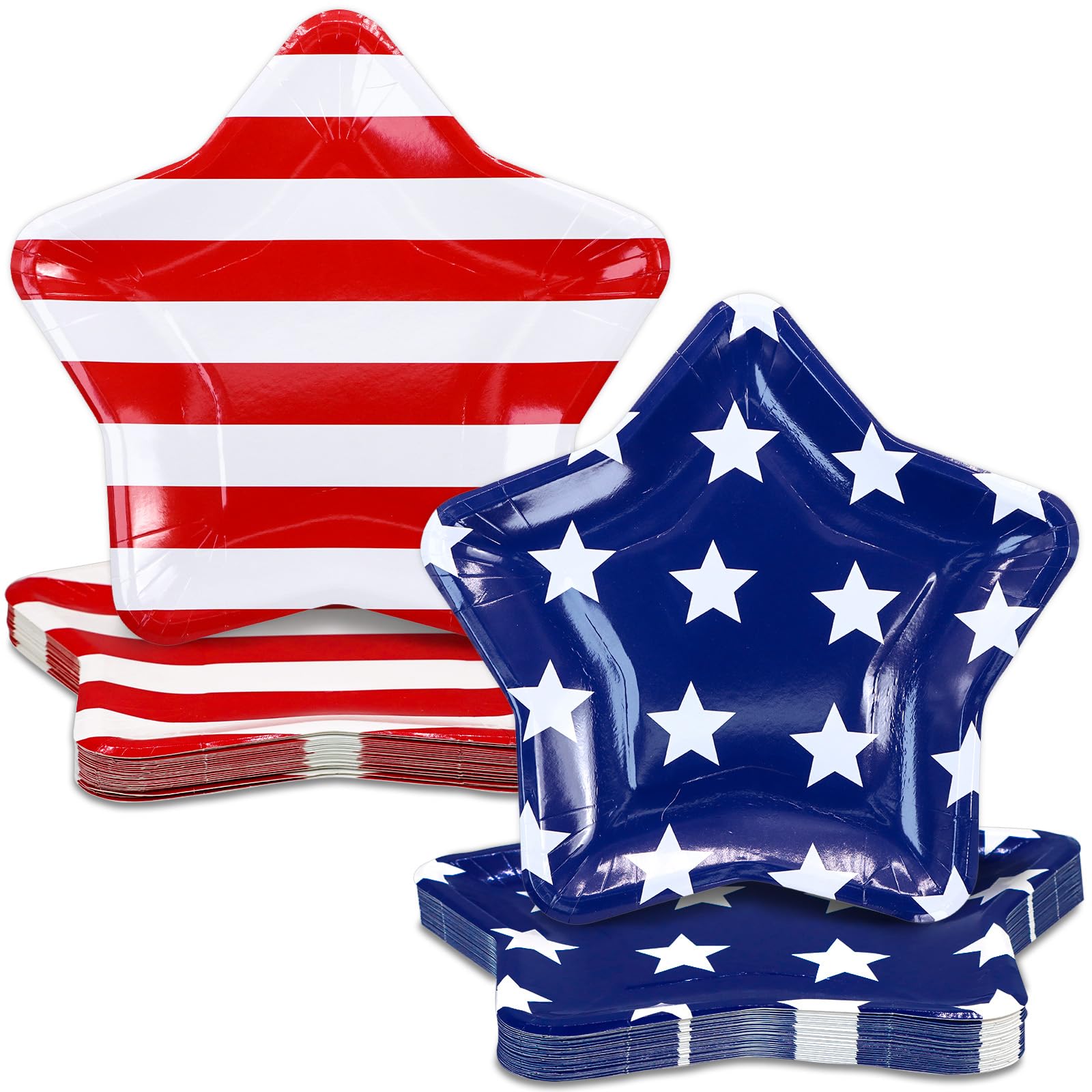 Amazon.com: July Fourth Party Star Plates 2 style Patriotic Paper ...
