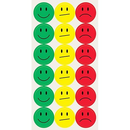 Pack de 1200, Heureux/Triste Smile Autocollants Gommettes - 25mm, Rouge ...