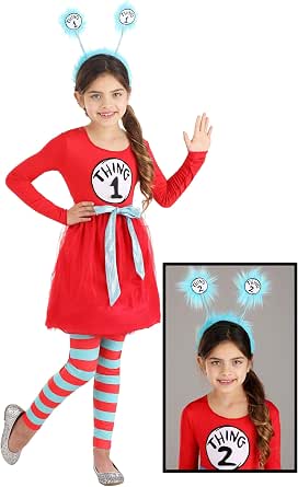 Amazon.com: Dr. Seuss Thing 1 & Thing 2 Costume for Girls - Dress ...