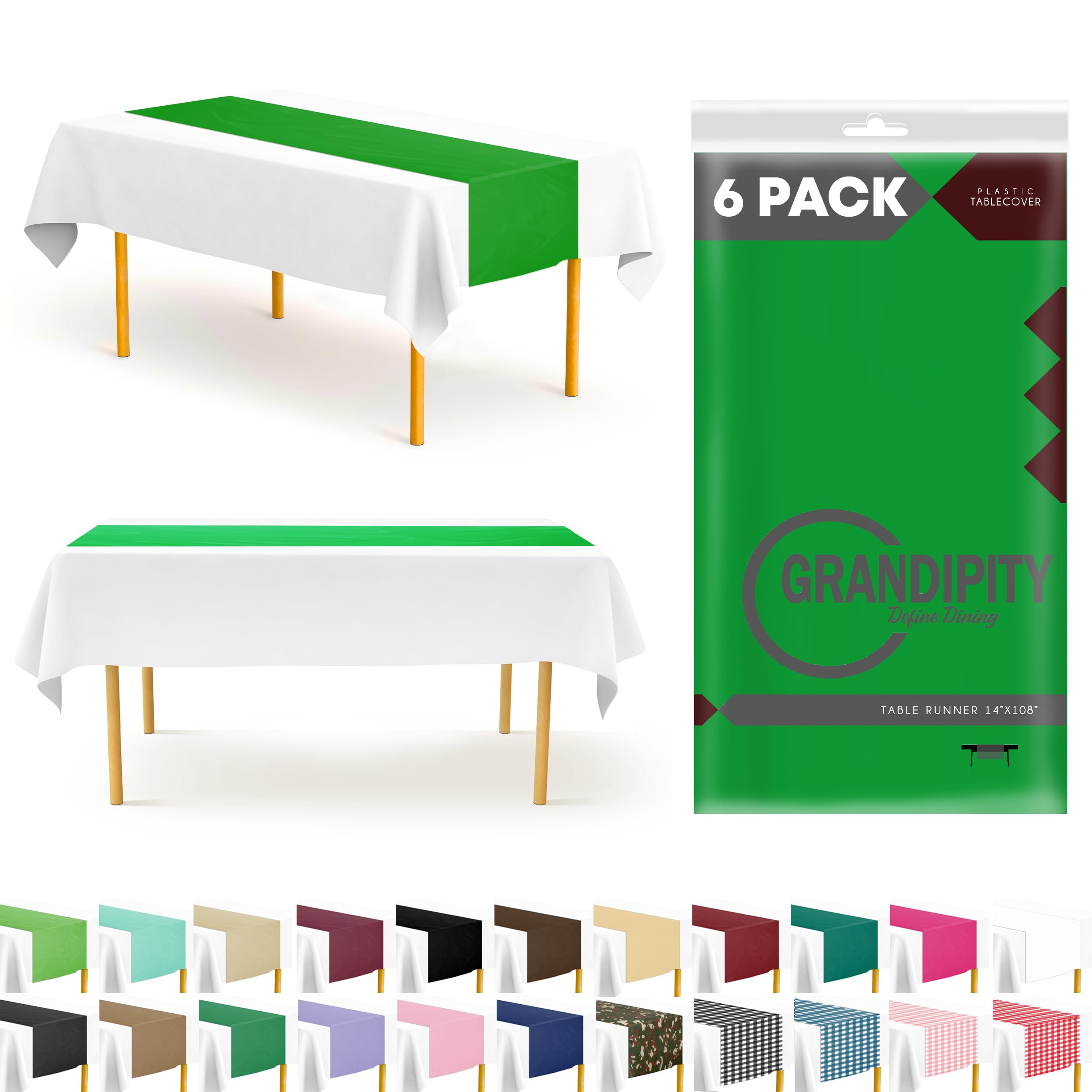 Amazon.com: Green 6 Pack Premium Disposable Plastic Table Runner 14 x ...