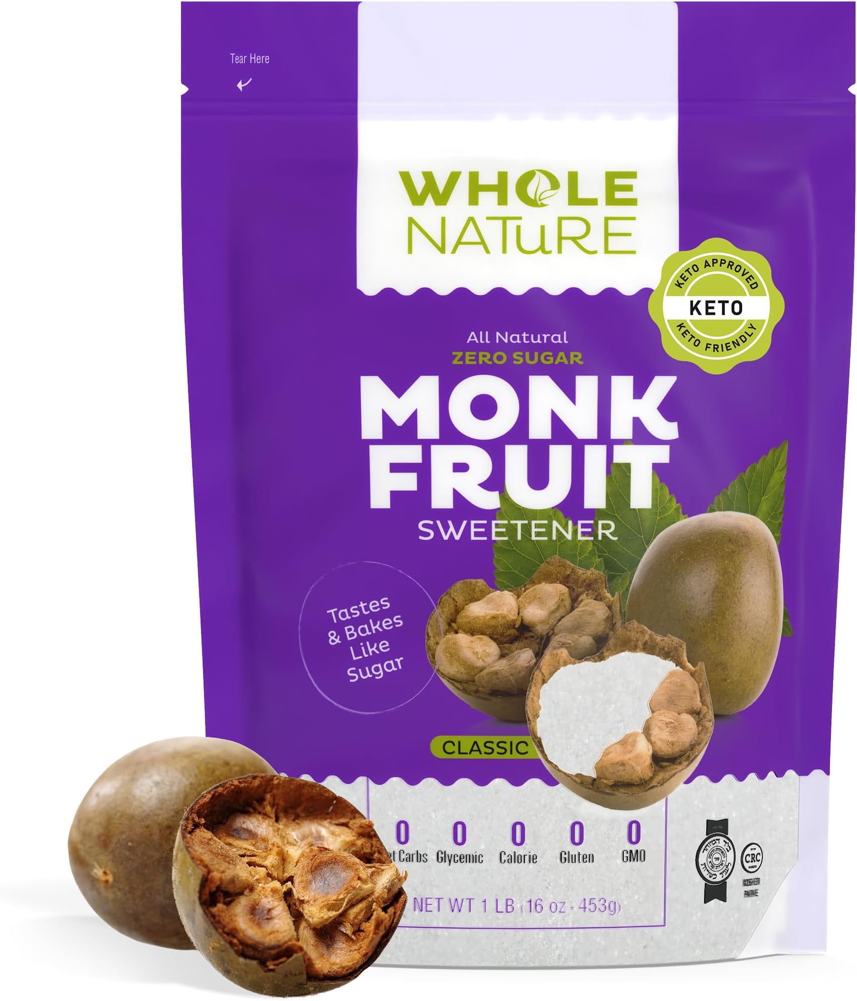 Amazon.com: Whole Nature 100% Monk Fruit Sweetener With Erythritol ...