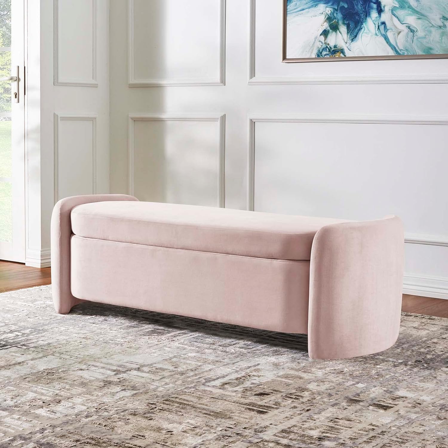 Amazon.com: Modway Nebula Performance Velvet Upholstered Storage Bench ...