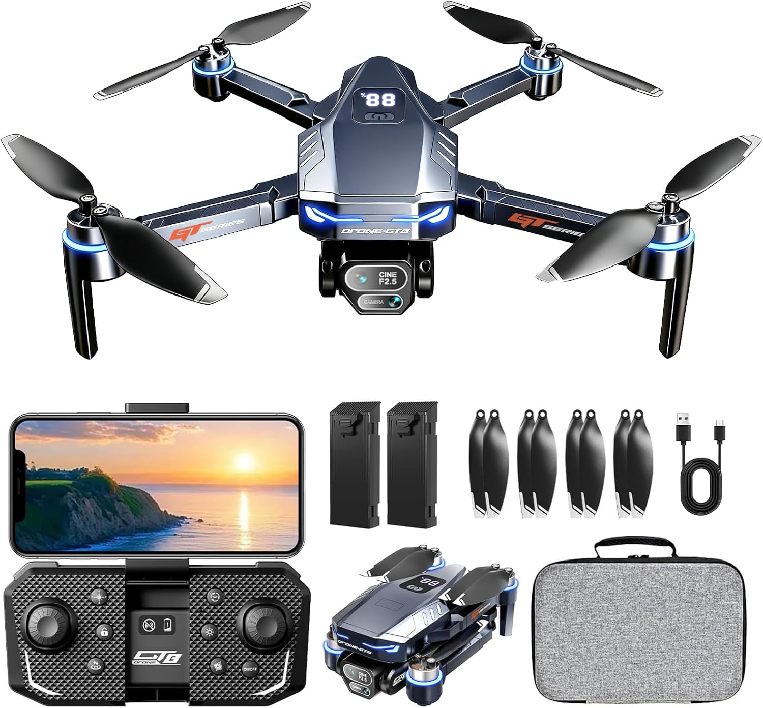 Amazon.com: Digital Display Drones with Camera for Adults 4k FPV Drone ...
