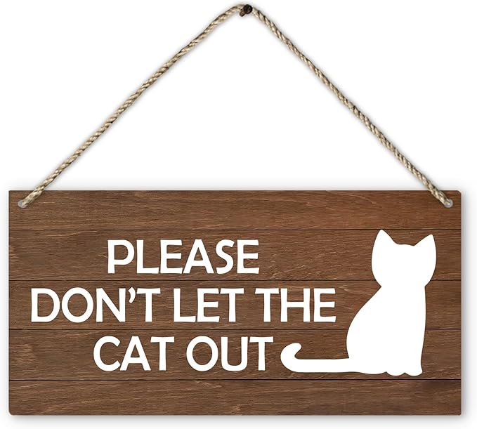 Amazon.com: PHAMTE Cat Door Sign, Please Don't Let The Cat Out Printed ...
