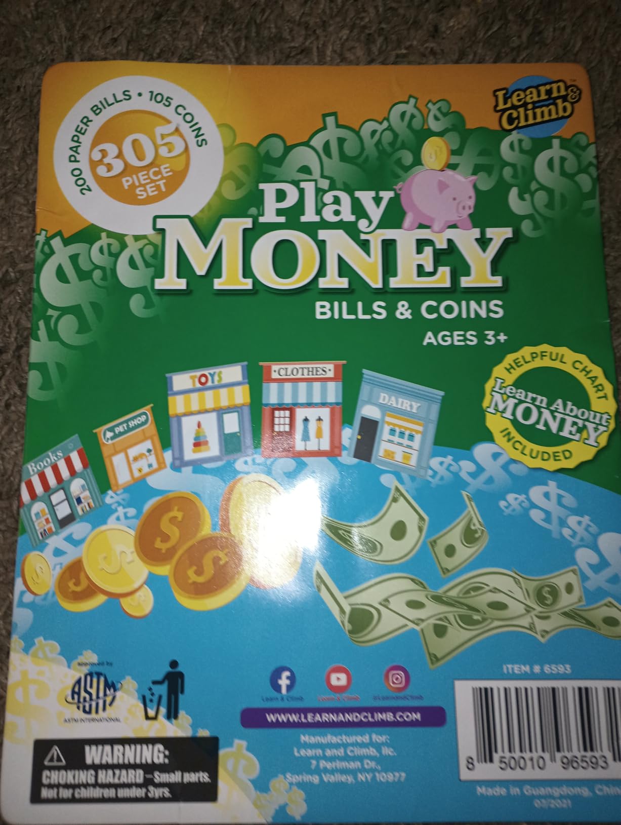 Amazon.com: Play Money Set for Kids - Fake Money Pack 305 Bills & Coins ...
