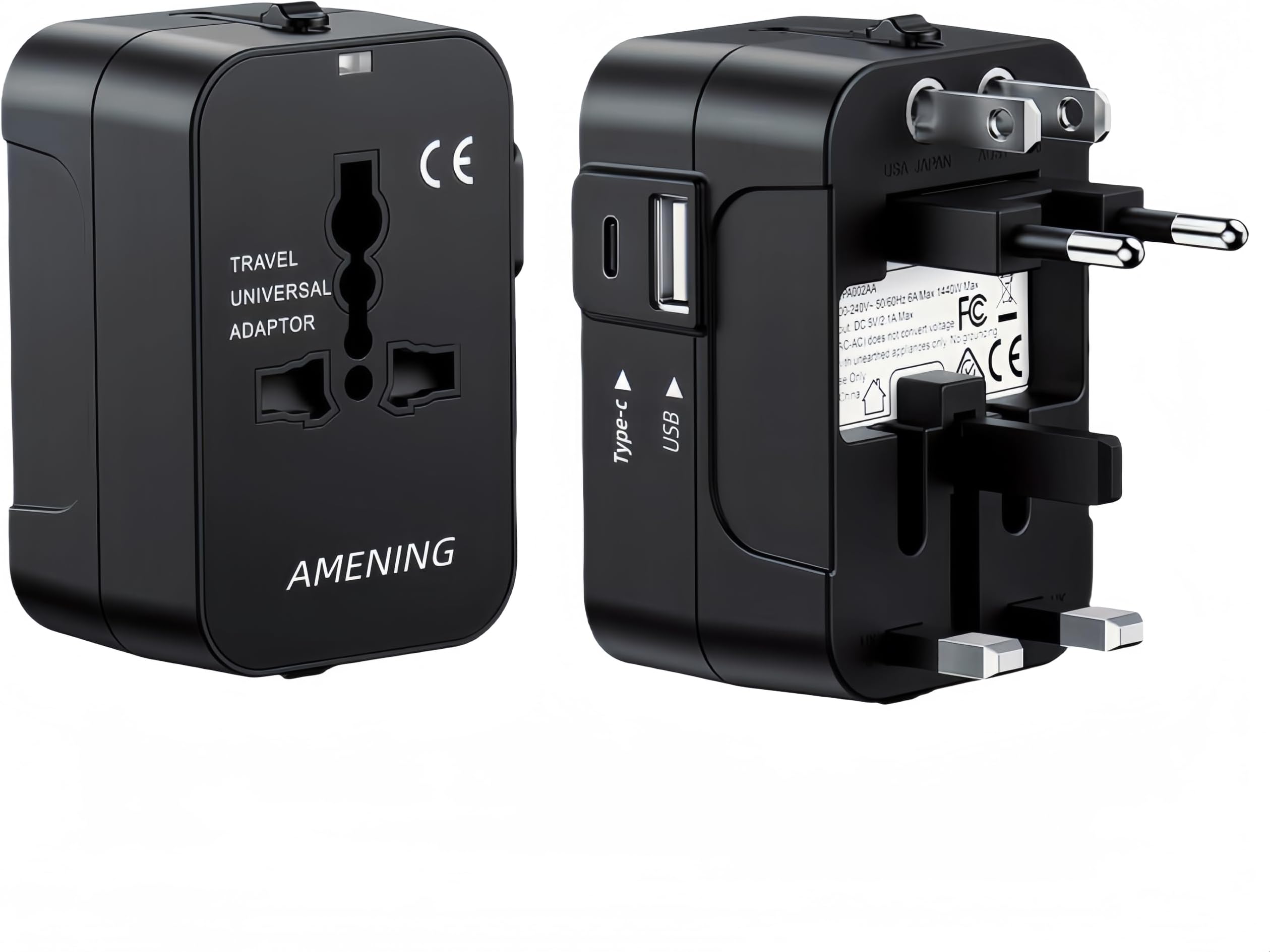 Adaptateur Prise Universelle Voyage International - 5 in1 Travel Adapter Internationale avec 2 ...