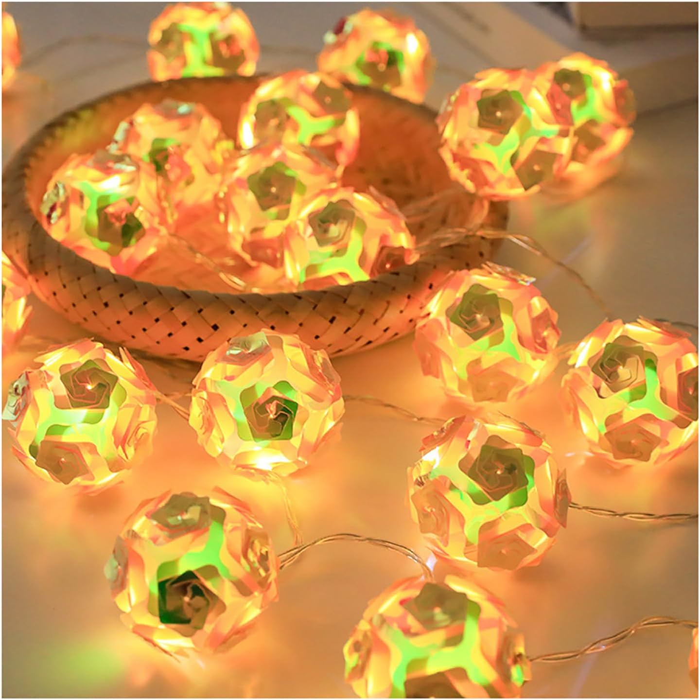 Amazon.com: Creative Rose Flower Globe String Lights|Led White Lights ...