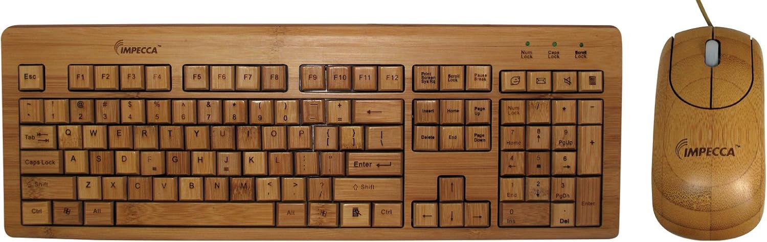 Amazon.com: Impecca KBB500C 100% Bamboo Handcrafted Keyboard & Mouse ...