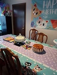 Amazon.com: Happy Birthday Banner Backdrop Sky Blue Cute Cat Theme ...