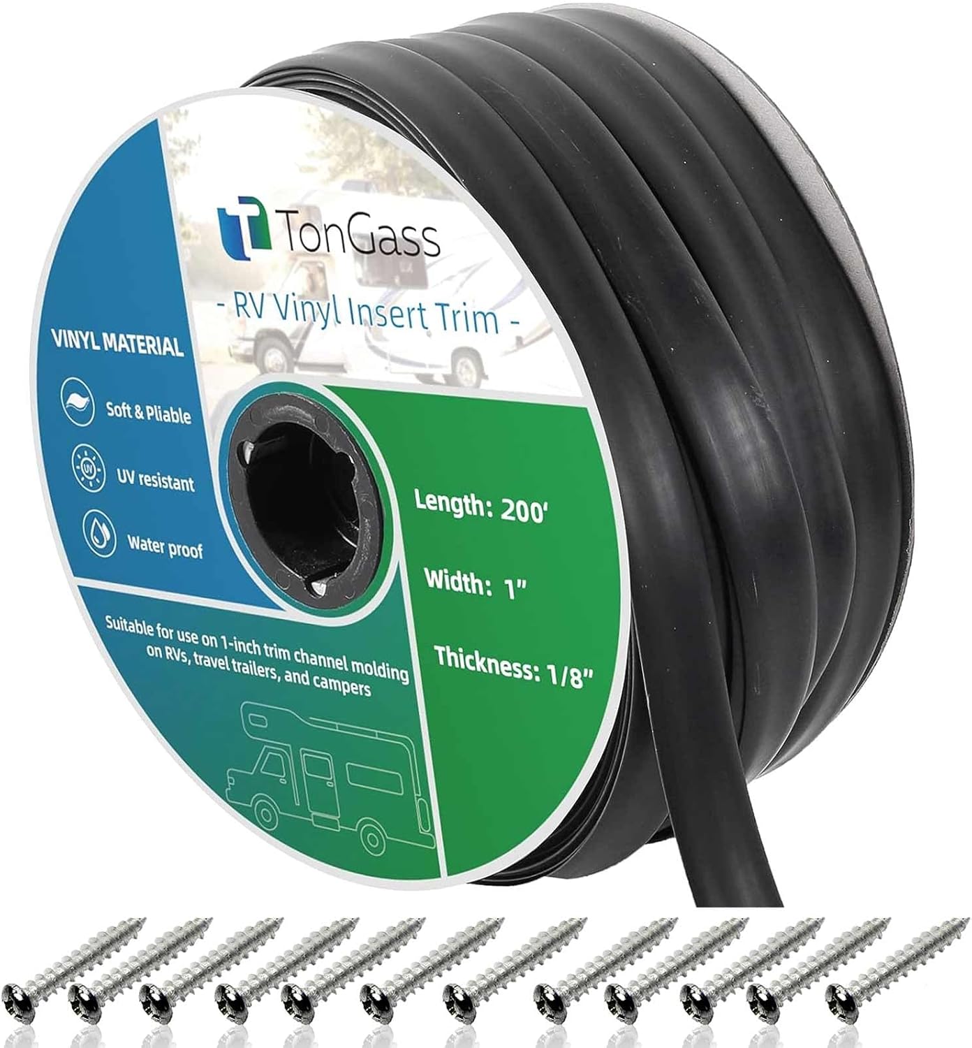 Amazon.com: TonGass (Black, 1 Inch by 200 Feet) RV Vinyl Molding Trim ...