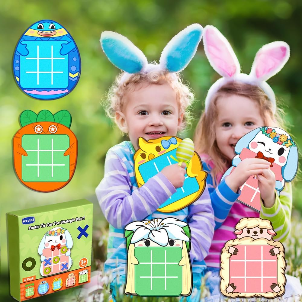 6 Pack Easter Tic Tac Toe Strategic Board Game, Easter Party Favors for ...