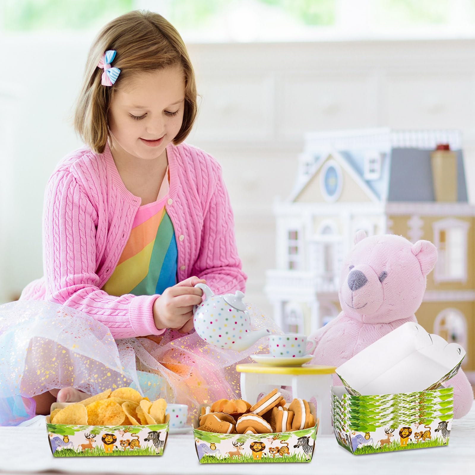 Snapklik.com : 48 Packs Jungle Animal Disposable Paper Food Serving ...