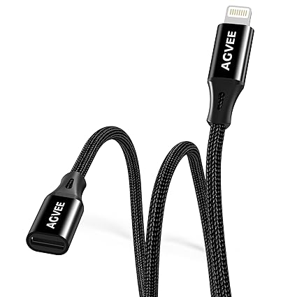 Amazon.com: AGVEE [6.6ft Lightning Extension Cable Braided Female to ...