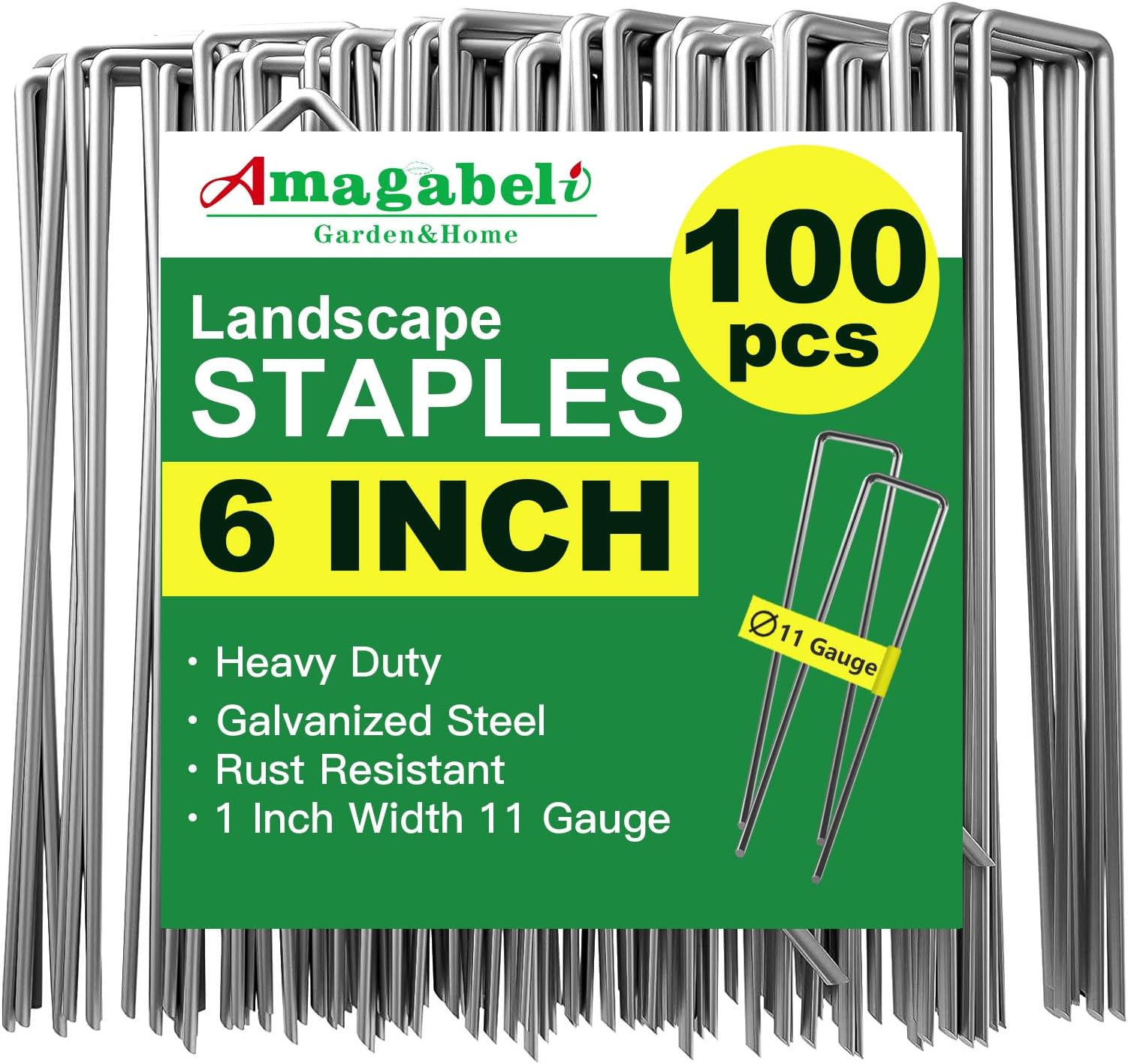 Amazon.com : 100 Pack Garden Landscape Staples, 6 Inch 11 Gauge ...
