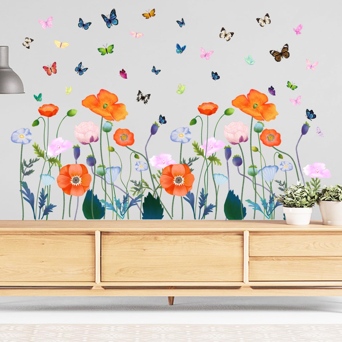 Amazon.com: 6 Pieces Flowers Wall Decals Vinyl Flowers Wall Stickers ...