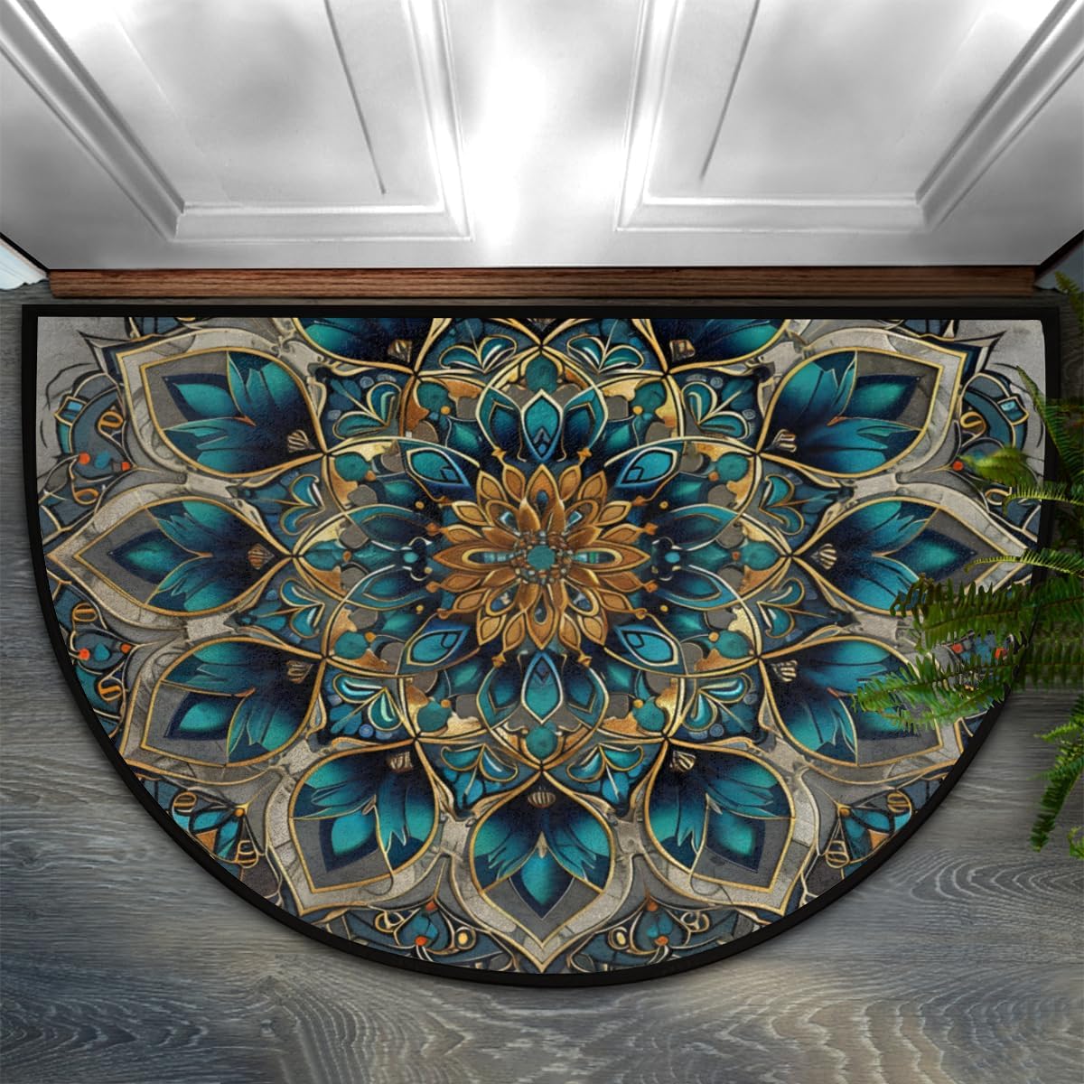 Amazon.com: Boho Vintage Mandala Half Round Doormat Indoor Entrance ...