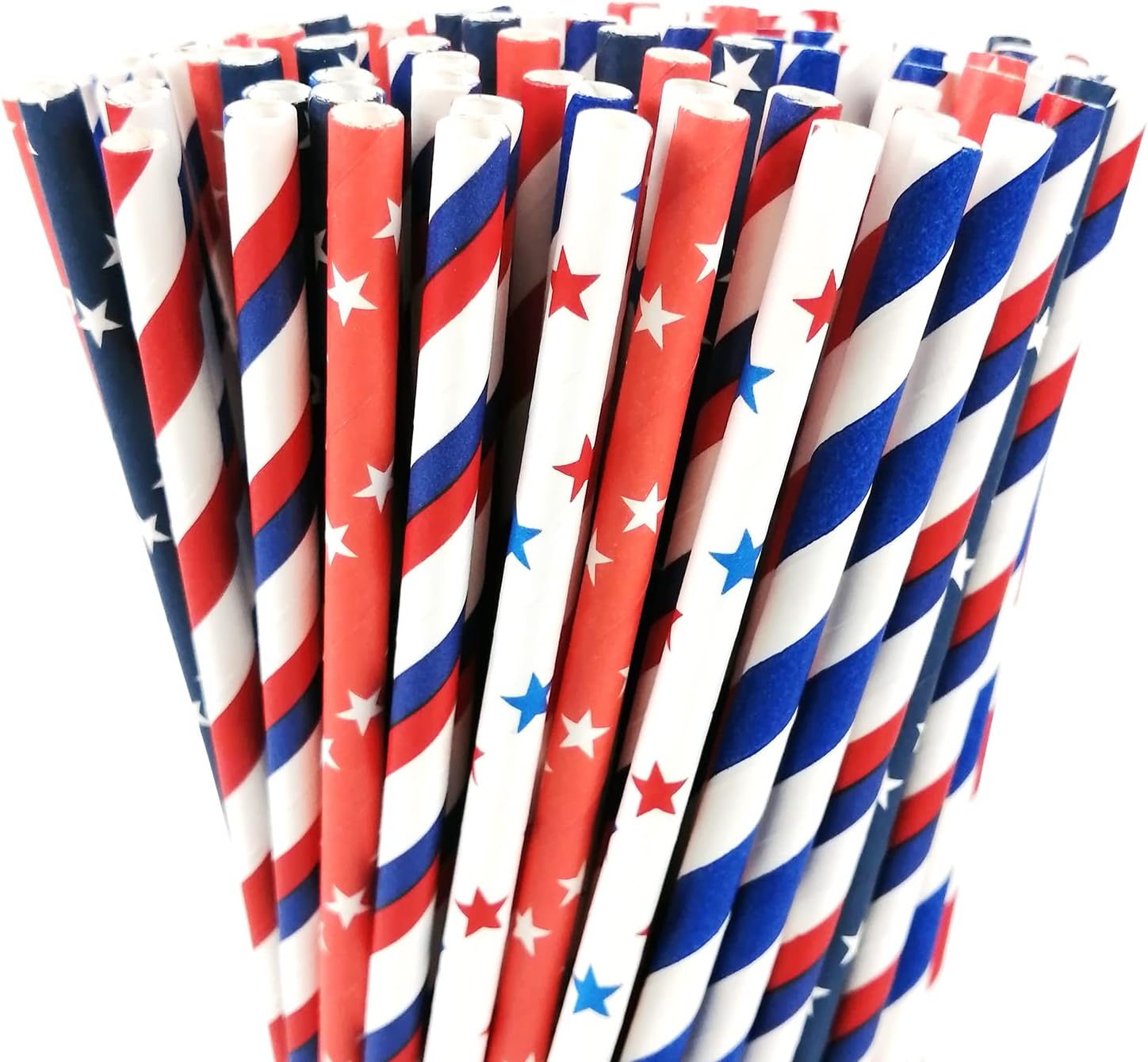 Amazon.com: 200 Pieces American Flag Paper Straws Patriotic Paper ...