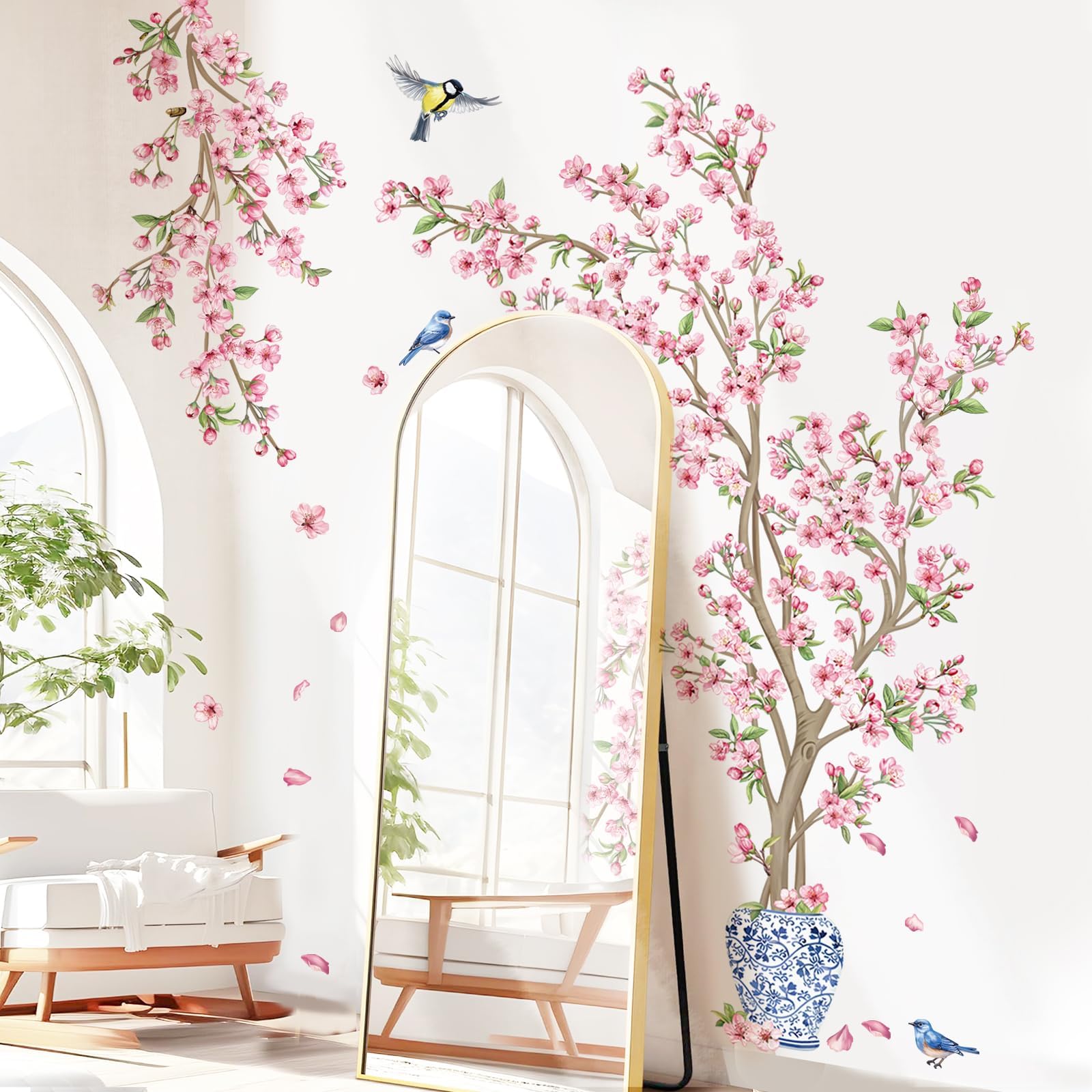 Amazon.com: wondever Large Flower Tree Branch Wall Stickers Pink Cherry ...