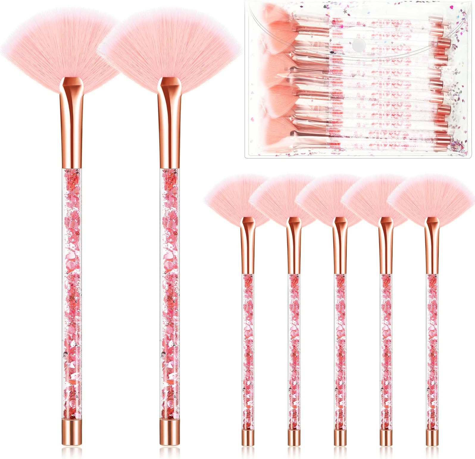 Amazon.com: 12 Pcs Fan Brushes for Facial Mask Brushes with Glitter ...