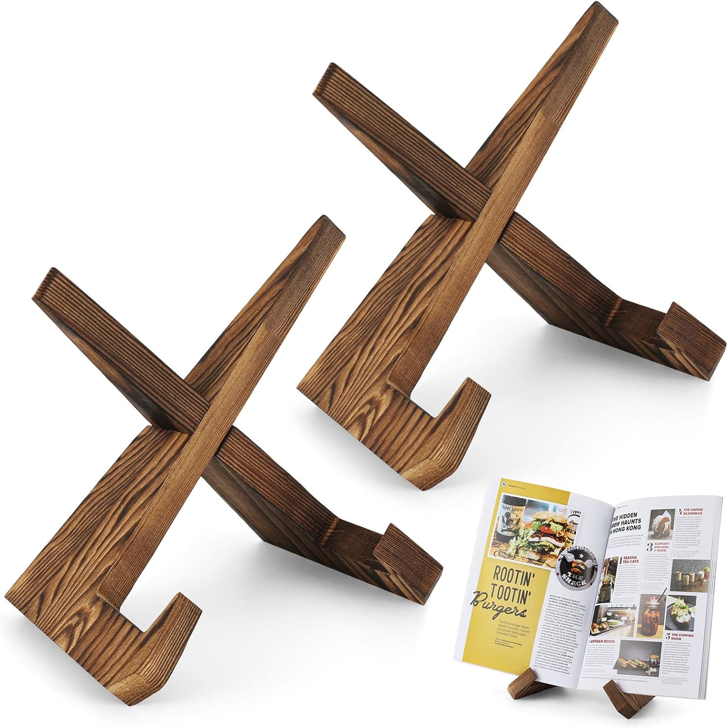 2 Pcs Support De Livre De Cuisine, Porte Livre En Bois, Support Livre ...