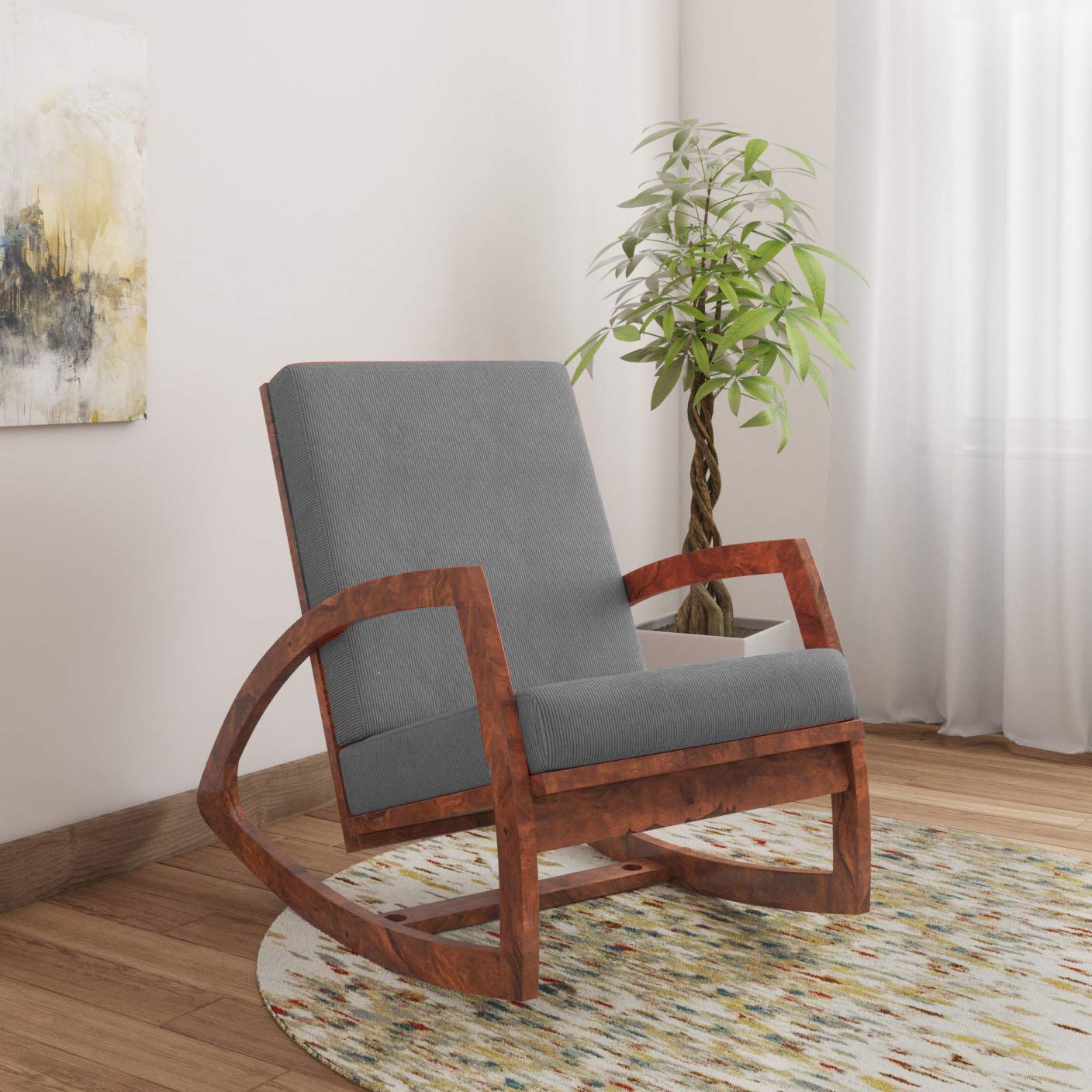 Custom Decor Sheesham Wood Rocking Chair for Adults | Wooden Rocking ...