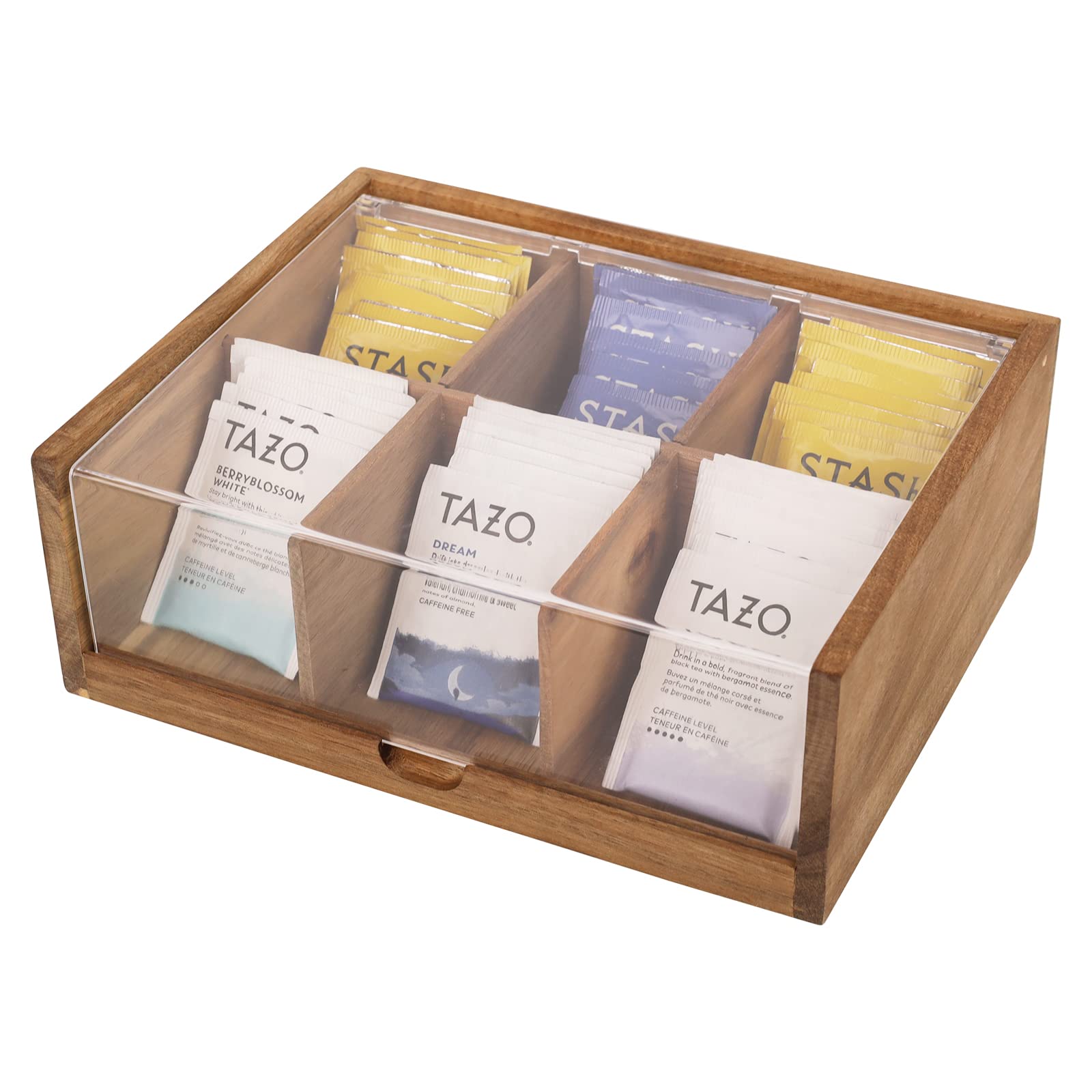 Snapklik.com : Tea Bag Organizer 6 Compartments By HTB Gift Box Acacia ...