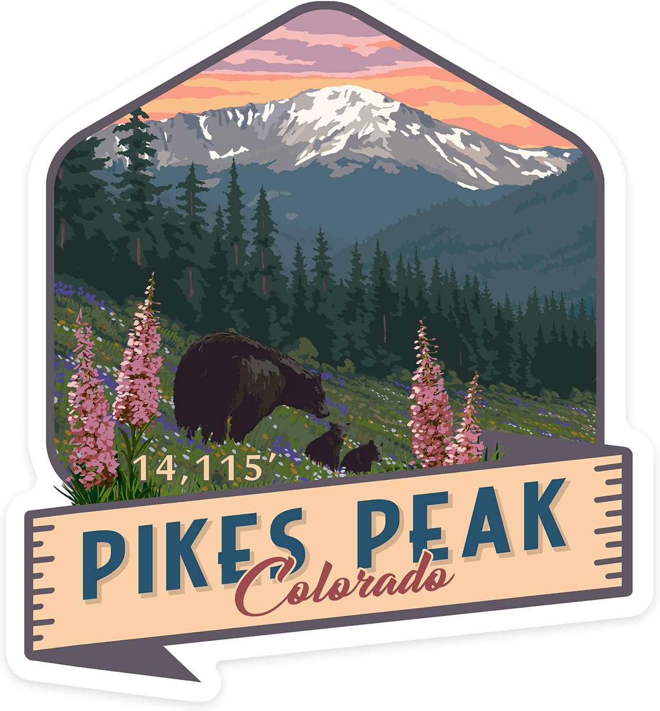 Amazon.com - 3x5 inch Green Mountain Oval Pikes Peak Colorado Sticker ...