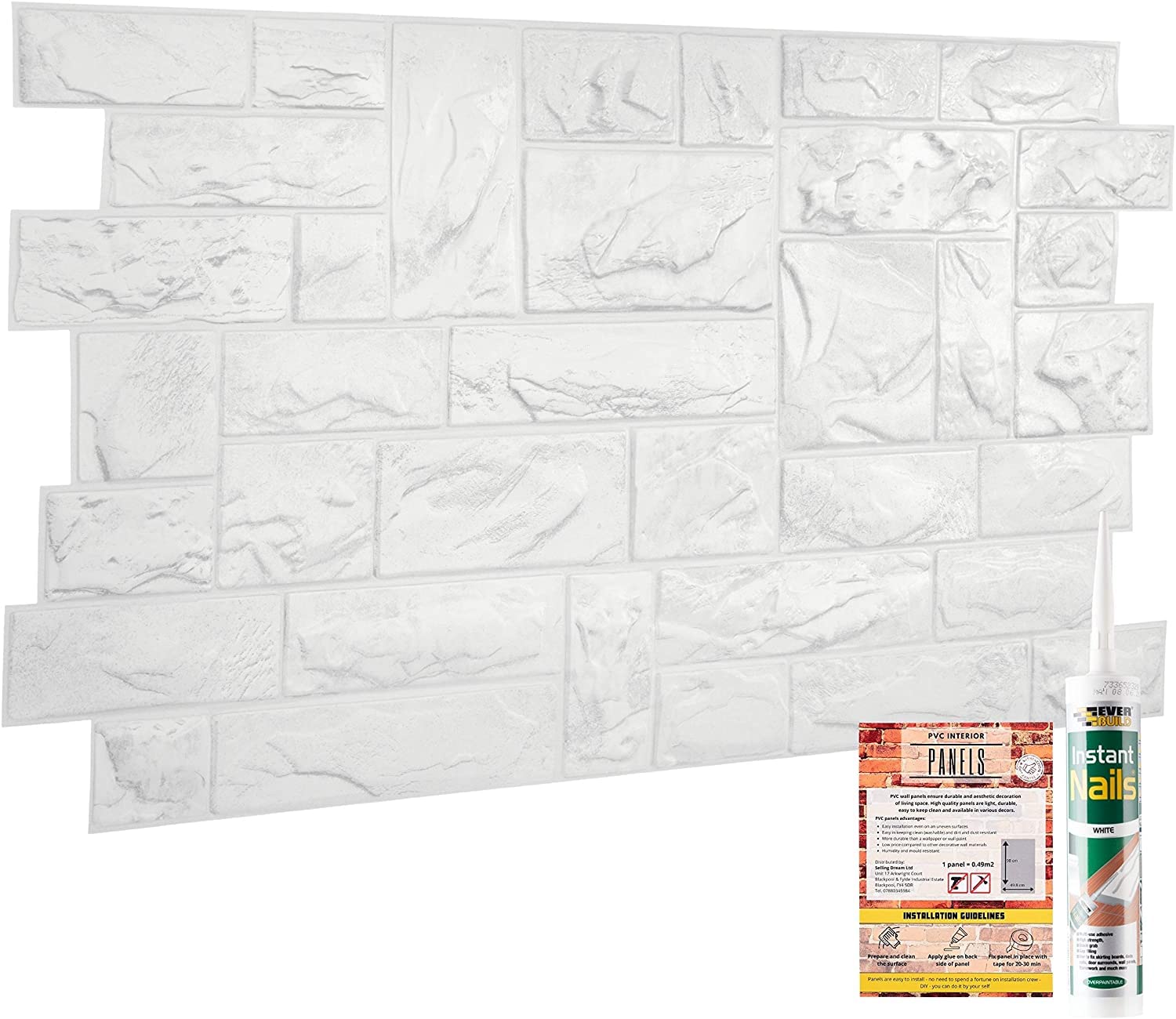 Buy Stone Brick Effect Wall Panels - Set Of 12 Panels 5.78 m² | 62.21 ...
